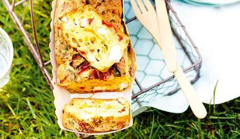 Recette Cake poivron - feta - chorizo Picard