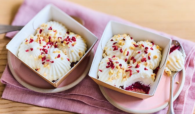 Dessert vanille-fruits rouges,biscuit moelleux surgelés Picard