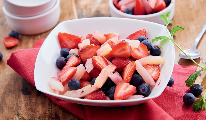 Salade de fruits rouges et pêches blanches surgelés Picard